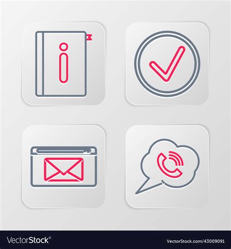 Set Line Speech Bubble With Phone Call Mail And E Vector Image