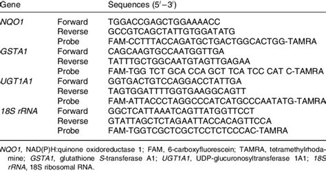 Reference And Target Primer Probe Sequences Download Table