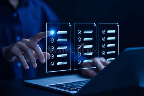 Businessman Ticking Checkmark On A Box In The List Show On The Virtual Screen Checklist Ideas