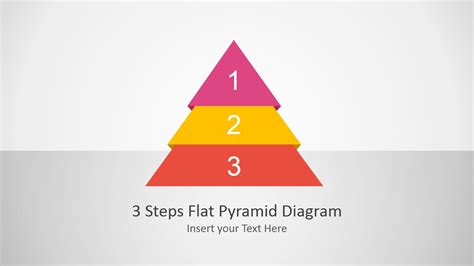 3 Steps Flat Pyramid Diagram Template For PowerPoint