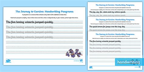 Editable The Journey To Cursive Ks2 Handwriting Pangrams Assessment