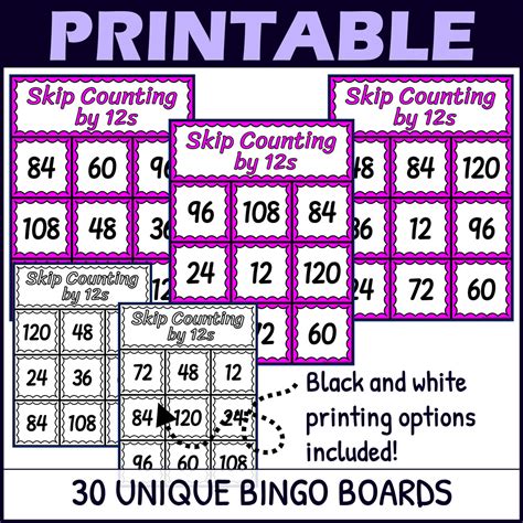 Skip Counting By 12s Activity Bingo Game Printable And Digital