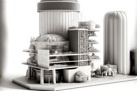 Premium Photo Technical Design Depicting Nuclear Reactor In Section On White Background