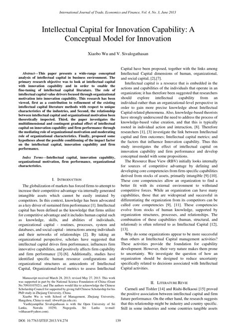 Pdf Intellectual Capital For Innovation Capability A Conceptual Model For Innovation