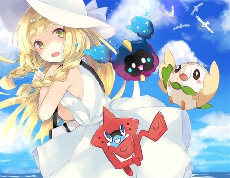 Lillie Pokemon Rowlet Pokémon Wingull Pokémon 1080p Rotom