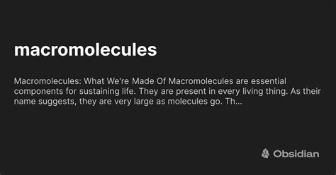 Macromolecules Obsidian Publish