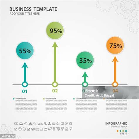 Infographic 요소 서식 파일 벡터 원 4 단계 플로우 차트 다이어그램 차트 타임 라인 Silde 프레 젠 테이 션 처리 0명에 대한 스톡 벡터 아트 및 기타 이미지