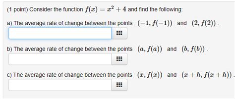 Solved 1 Point Consider The Function F X X2 4 And Find Chegg Com