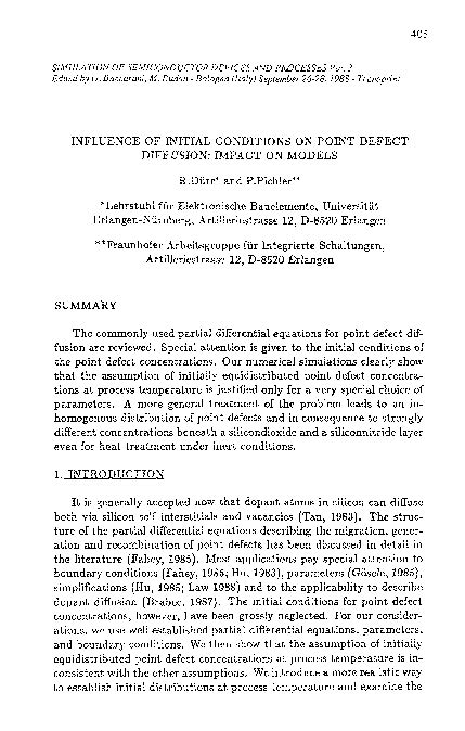 Pdf Influence Of Initial Conditions On Point Defect Diffusion Impact