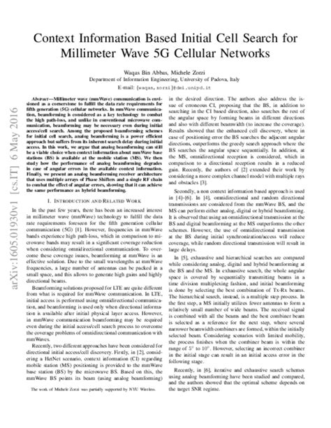 pdf context information based initial cell search for millimeter wave