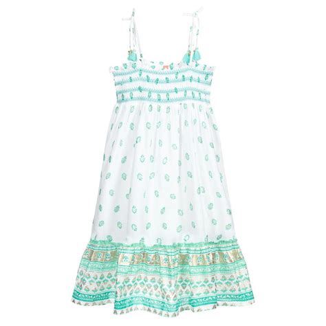 Sunuva Girls Teen Green And White Sundress Cotton Beach Dresses