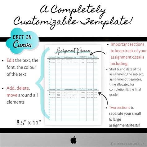 Editable Assignment Tracker Printable Homeschool Assignment Etsy