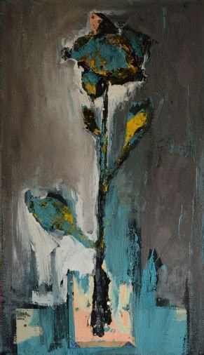 Купити картину «Зелена квітка з квітами в авторській техніці на двп абстракціонізм Мельник