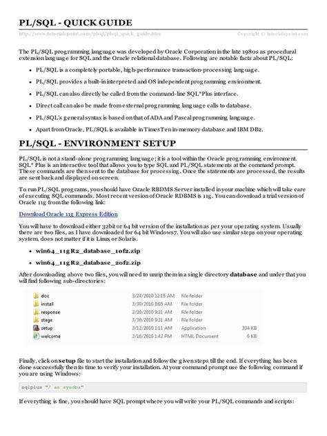 Plsql Quick Guide Download Oracle 11g Express Edition Pdf