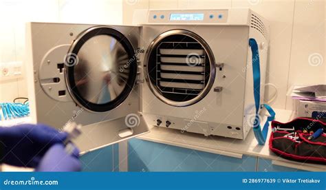 Disinfection Of Dental Instruments In An Autoclave Stock Image Image