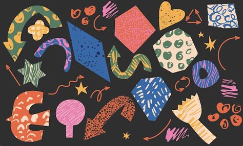 Premium Vector Vector Set Geometric Primitive Colorful Shapes With Different Textures In