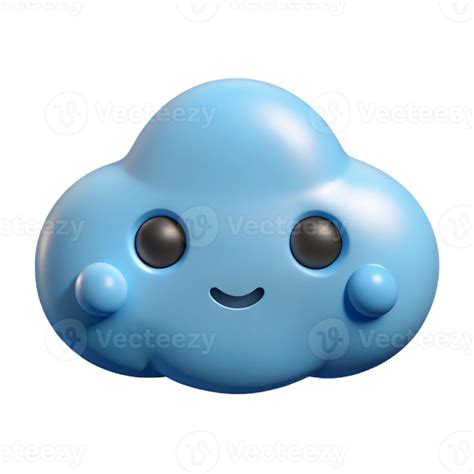 Peaceful Impressive Cloud Shaped Character With Two Simple Dot Eyes