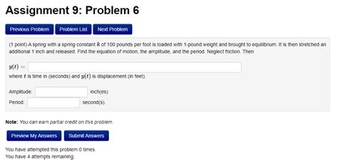 Solved Assignment 9 Problem 6 Previous Problem Problem List