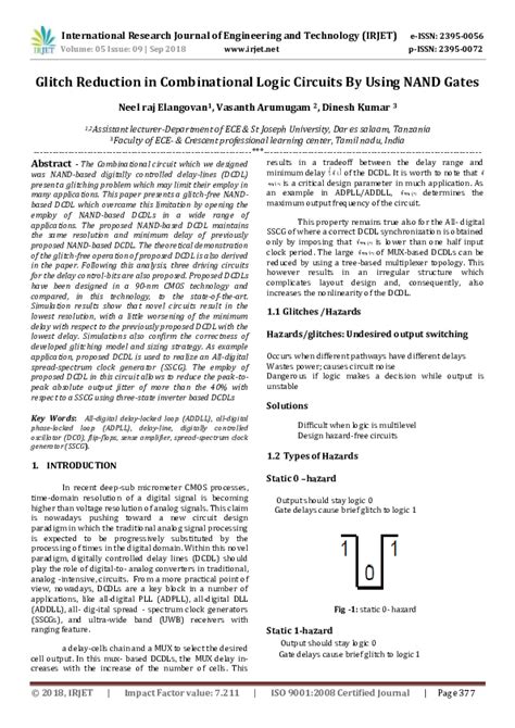 Pdf Irjet Glitch Reduction In Combinational Logic Circuits By Using