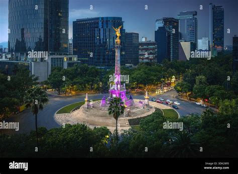 Angel Of Independence Monument And Paseo De La Reforma Avenue Aerial