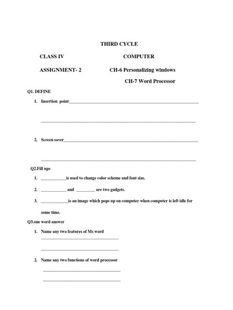 Cbse Class 4 Computers Worksheets Pdf