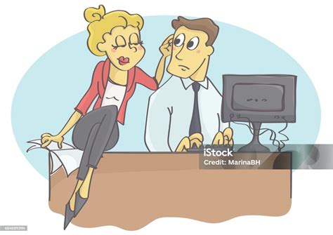 Woman Harassing Man At Work Stock Illustration Download Image Now