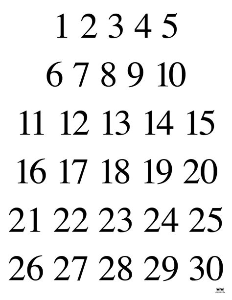 Large Printable Numbers 1 30 Pdf At Ronald Piper Blog