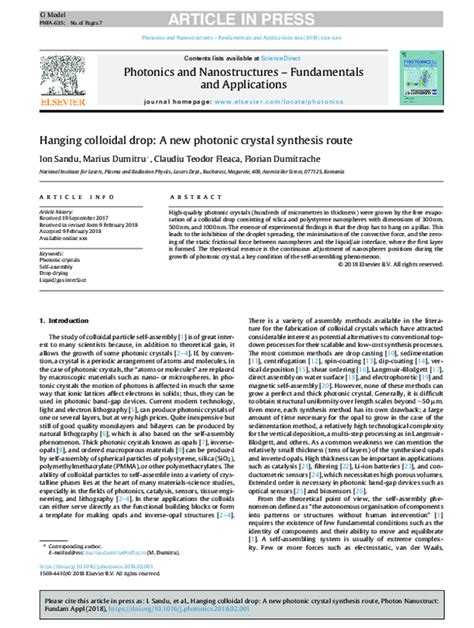 Pdf Hanging Colloidal Drop A New Photonic Crystal Synthesis Route