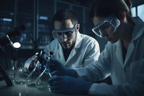 Premium Ai Image Team Of Scientists Working In A Laboratory Carefully Conducting Experiments