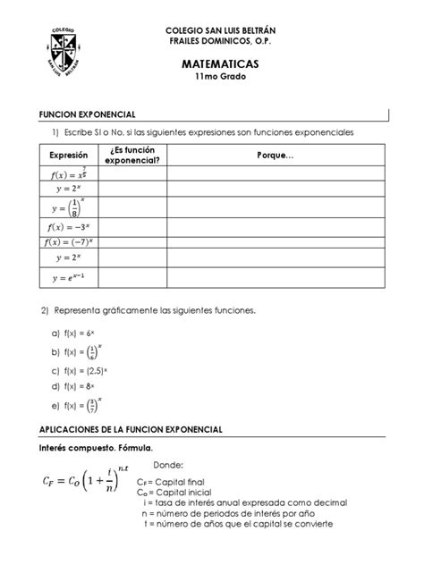 Función Exponencial Pdf Funcion Exponencial
