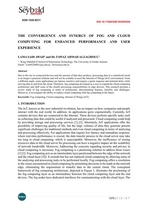 Pdf The Convergence And Synergy Of Fog And Cloud Computing For