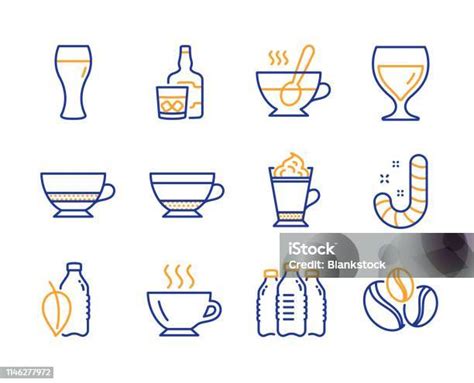 차 컵 물병 라 떼 커피 아이콘 세트 봄 커피 사탕과 물병 표지판 벡터 0명에 대한 스톡 벡터 아트 및 기타 이미지 0명 건조한 고급 Istock