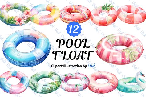 Pool Float Clipart Watercolor Bundle Graphic By Veil · Creative Fabrica