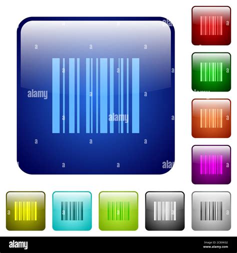 Set Of Barcode Color Glass Rounded Square Buttons Stock Vector Image And Art Alamy
