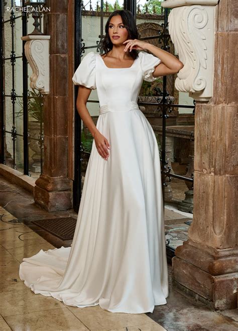 Square A Line Modest Bridal Dresses In Color Style Rb7004