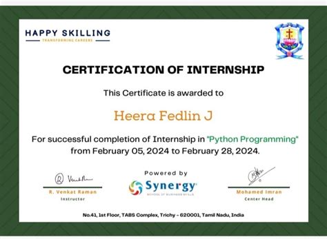Completed An Internship Focused On Python Programming Where I Gained