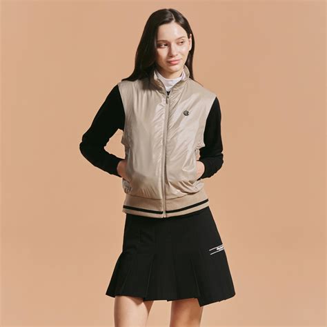 클리브랜드 골프웨어 105 추가할인 여성 듀퐁패딩 우븐 하이넥 베스트 골드cgwvt33072gd