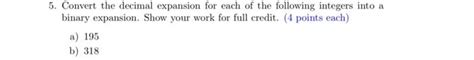 solved 5 convert the decimal expansion for each of the