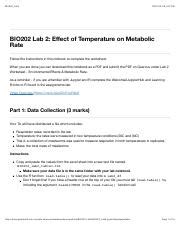 BIO Lab pdf BIO Lab PM BIO Lab Eﬀect of Temperature on Metabolic