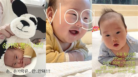 Vlog 3개월 아기 일상 모세 기관지염 회복 후 터미타임 특훈 구강기 시작 손가락 빨기 타이니 모빌 중독