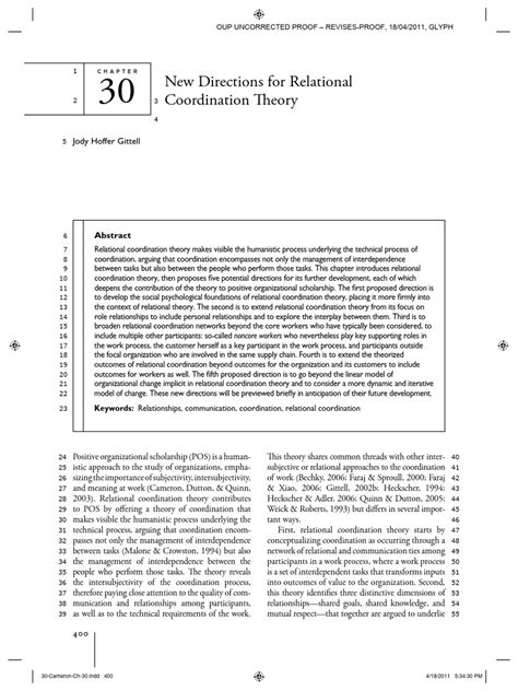 Gittell 2011 New Directions For Relational Coordination Theory Pdf Theory Systems Theory