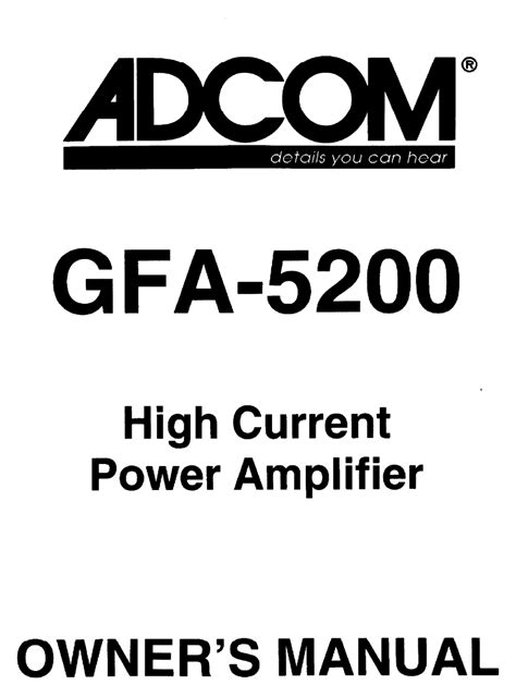 Adcom Gfa 5200 Amplifier Owners Manual Manualslib