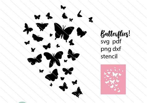 Butterfly Svg Butterfllies Stencil Svg Vector Clipart Silhouette By