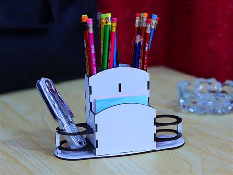 Laser Cut Pen Holder Desk Pencil Stand 3mm Vector File Vectors File