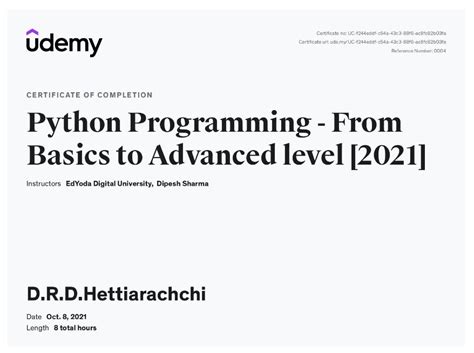 Rashmi Dulanga On Linkedin Python Udemycourses Successfullycompleted