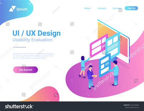 Isometric Style Illustration Ui Ux Design Stock Vector Royalty Free Shutterstock
