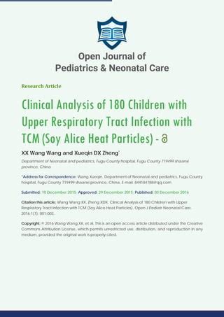 Open Journal Of Pediatrics Neonatal Care PDF