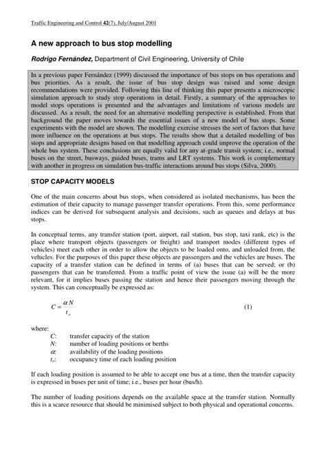 pdf a new approach to bus stop modeling