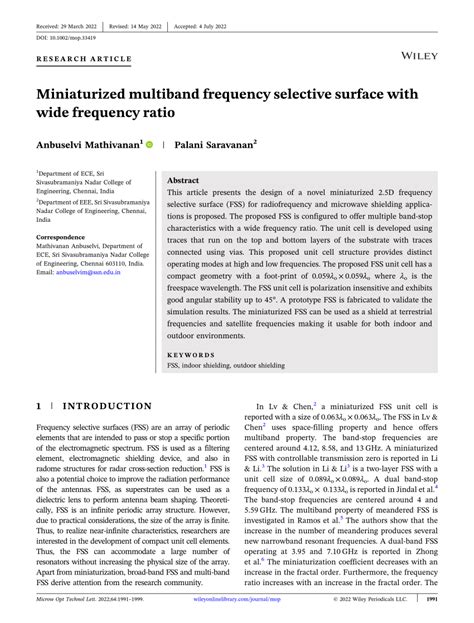 miniaturized multiband frequency selective surface with wide frequency