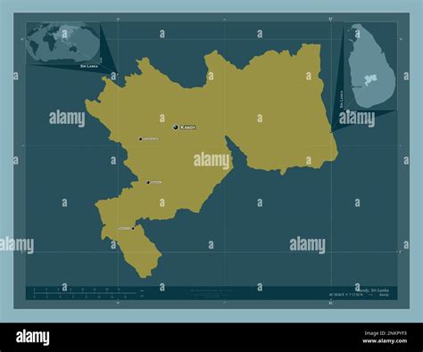 Kandy District Of Sri Lanka Solid Color Shape Locations And Names Of